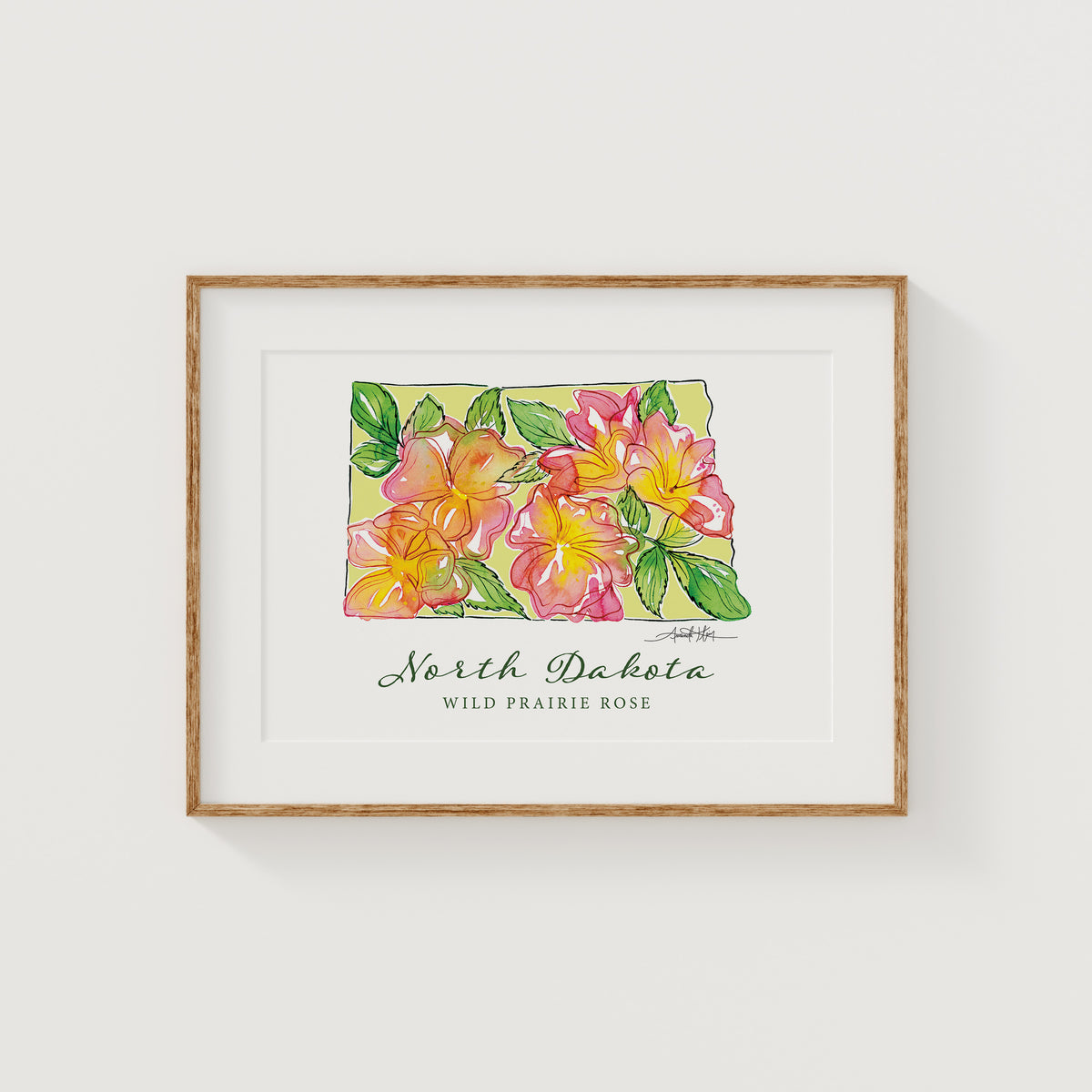 North Dakota Wild Prairie Rose State Flower Fine Art Print – Amanda Klein