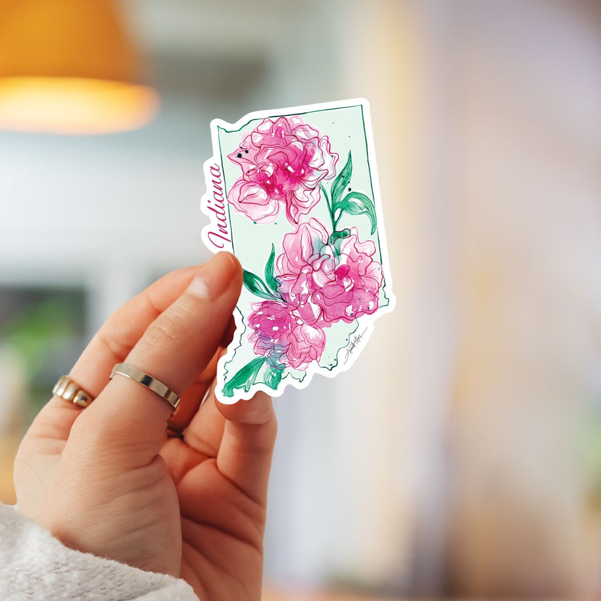 Indiana Peony State Flower Vinyl Sticker – Amanda Klein